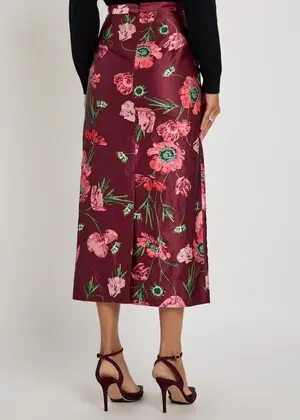 Erdem Floral-print Satin Midi Pencil Skirt