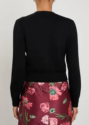 Erdem Merino Wool Floral Appliqué Cardigan