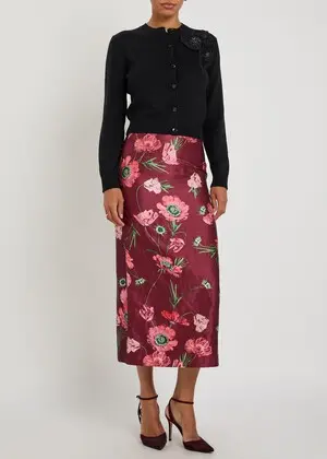 Erdem Merino Wool Floral Appliqué Cardigan