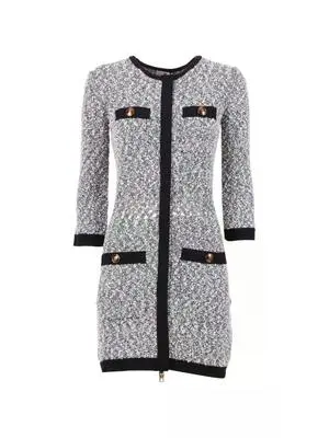 Elisabetta Franchi Bouclé-knit Open-work Dress