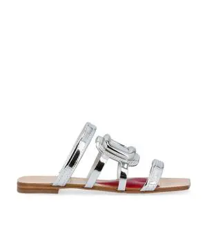 ROGER VIVIER Vivier Gladiator Metal Buckle Mules In Leather