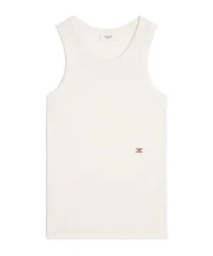 Celine Tank Top In Ribbed Cotton Silk - Vanilla/red