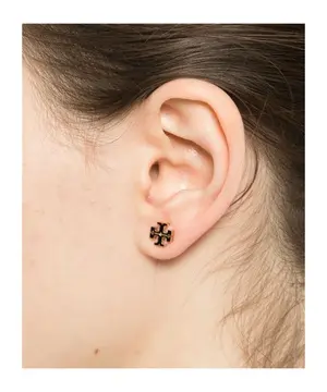 Tory Burch Enamel Logo Stud Earrings