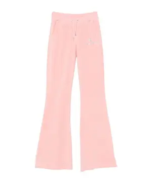 SPORTY  RICH Juicy Couture Logo-embellished Velour Track Pants - Pink