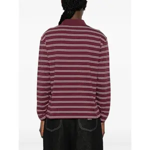 SPORTY  RICH Sporty & Rich Striped Long Sleeve Polo Shirt