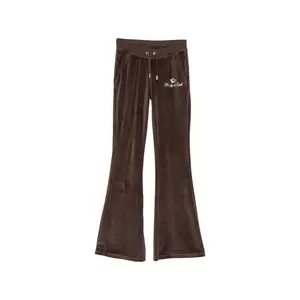 SPORTY  RICH Sporty & Rich Embellished Drawstring Pants - Choco