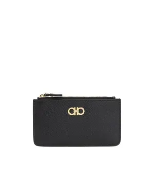FERRAGAMO Zip Card Bag Wallet - Black