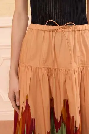 Ulla Johnson Theodora Cotton Tiered Midi Skirt
