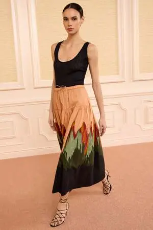 Ulla Johnson Theodora Cotton Tiered Midi Skirt