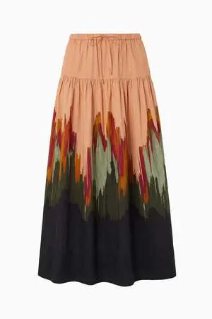 Ulla Johnson Theodora Cotton Tiered Midi Skirt