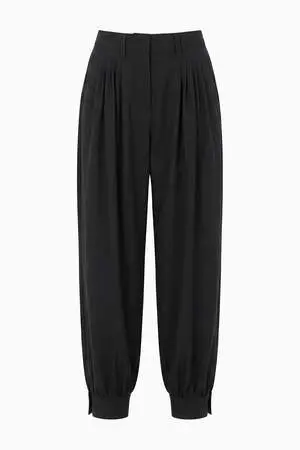 Ulla Johnson Luella Pleated Wool Blend Tapered Pants - Noir