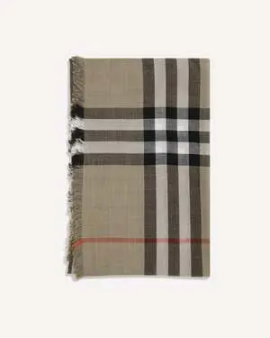 Burberry Check Reversible Wool And Silk Scarf