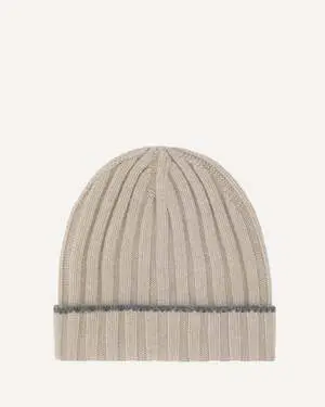 Brunello Cucinelli Cashmere Ribbed Beanie - Beige