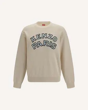Kenzo Emblem Embroidered Wool And Cotton Sweater