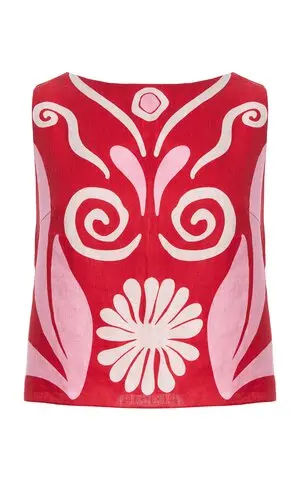 CALA DE LA CRUZ Cala De La Cruz Sleeveless Linen Top