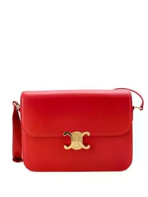 Celine Triomphe Shoulder Bag In Smooth Calfskin - Red