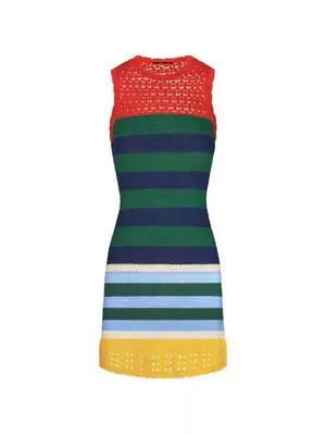 SIMONMILLER Yvonne Striped Crochet-knit Mini Dress - Blue