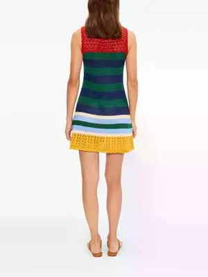 SIMONMILLER Yvonne Striped Crochet-knit Mini Dress - Blue