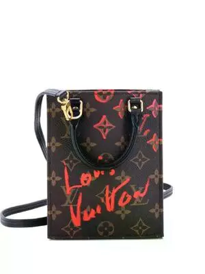 LOUIS VUITTON Petit Sac Plat Limited Edition Fall In Love Monogram Canvas Tote Bag - Brown
