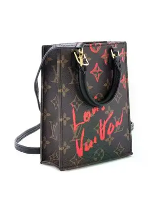 LOUIS VUITTON Petit Sac Plat Limited Edition Fall In Love Monogram Canvas Tote Bag - Brown