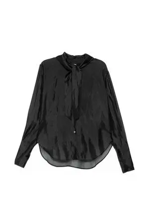 SYSTEM Sheer Scarf-tie Shirt - Black