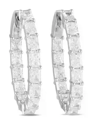 LB EXCLUSIVE 18k White Gold Diamond Pavé Hoop Earrings