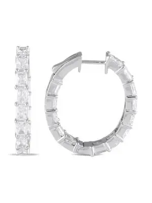 LB EXCLUSIVE 18k White Gold Diamond Pavé Hoop Earrings