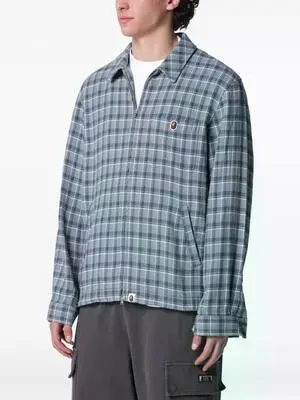 A BATHING APE Check Zip-up Shirt - Blue