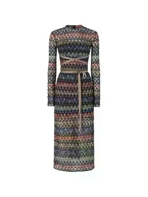 Missoni Zigzag Knit Backless Dress - Blue