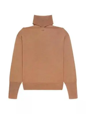 COURREGES Bronze Brown Merino Wool Cut-out High Neck Sweater