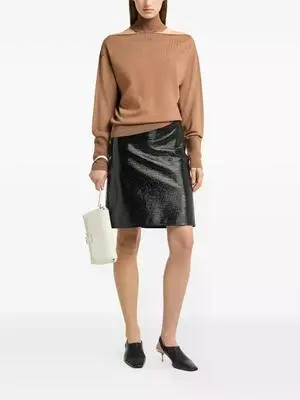 COURREGES Bronze Brown Merino Wool Cut-out High Neck Sweater
