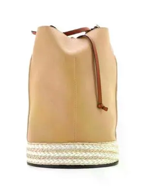 Loewe Gate Leather And Suede With Raffia Medium Bucket Bag