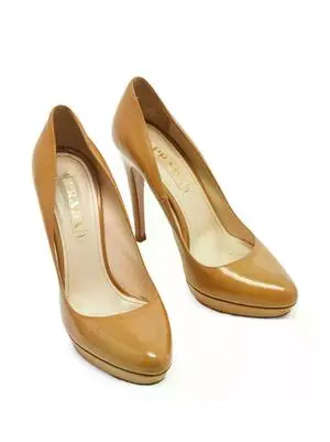 Prada Patent Leather Platform Pumps - Neutrals