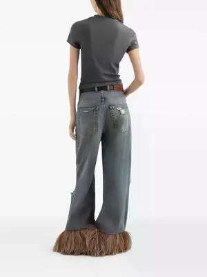 Dolce & Gabbana Distressed Feather Jeans