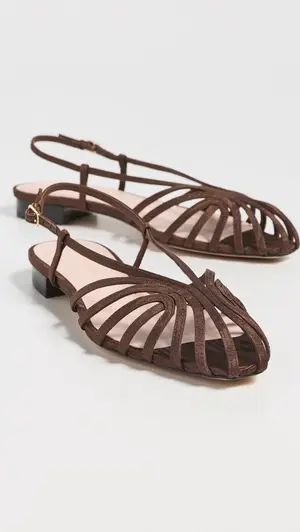 LOEFFLER RANDALL Devon Lattice Slingback Sandals - Chocolate