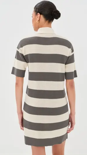 Ami Short Sleeves Polo Dress With De Coeur Patch