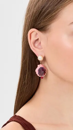 ADINA EDEN Painted Shell Pearl Drop Earrings