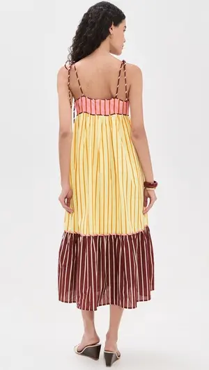 English Factory Colorblock Stripe Sleeveless Midi Dress
