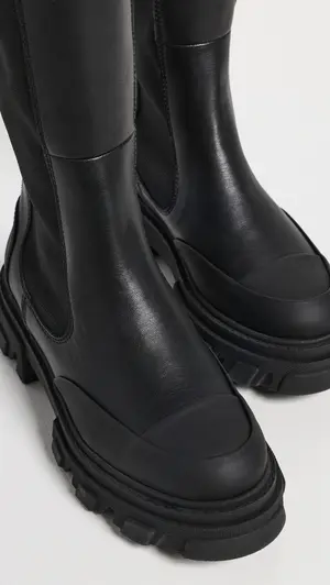GANNI Cleated Stitch High Chelsea Boots