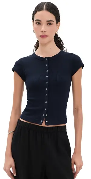 Citizens Of Humanity Citizens Of Humanity Tabby Short Sleeve Cardigan Navy