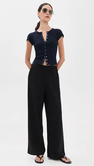 Citizens Of Humanity Tabby Short Sleeve Cardigan - Navy