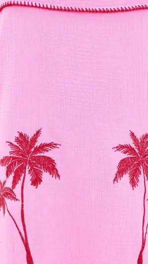 English Factory Tropical Embroidered Midi Dress With Contrast Whipstitch Trim