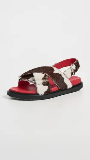 Marni Fussbett Crisscross Calfhair Sandals
