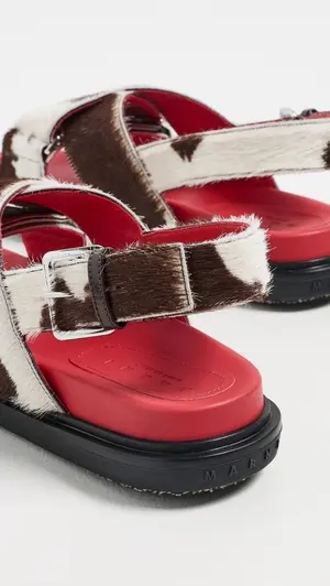 Marni Fussbett Crisscross Calfhair Sandals