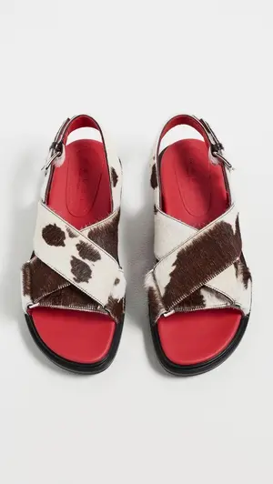 Marni Fussbett Crisscross Calfhair Sandals