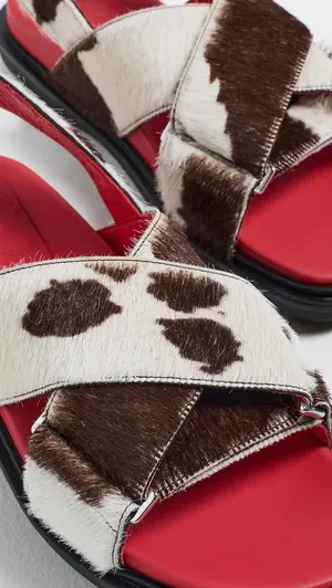 Marni Fussbett Crisscross Calfhair Sandals