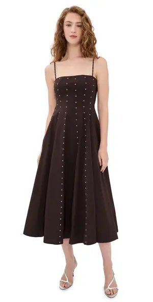 Staud Wylie Embellished Midi Dress - Earth Studs