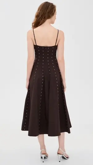 Staud Wylie Embellished Midi Dress - Earth Studs