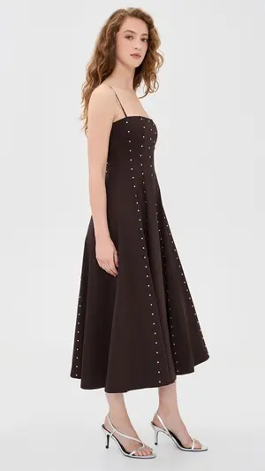 Staud Wylie Embellished Midi Dress - Earth Studs