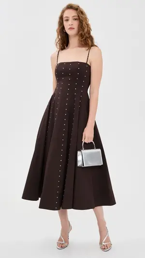Staud Wylie Embellished Midi Dress - Earth Studs